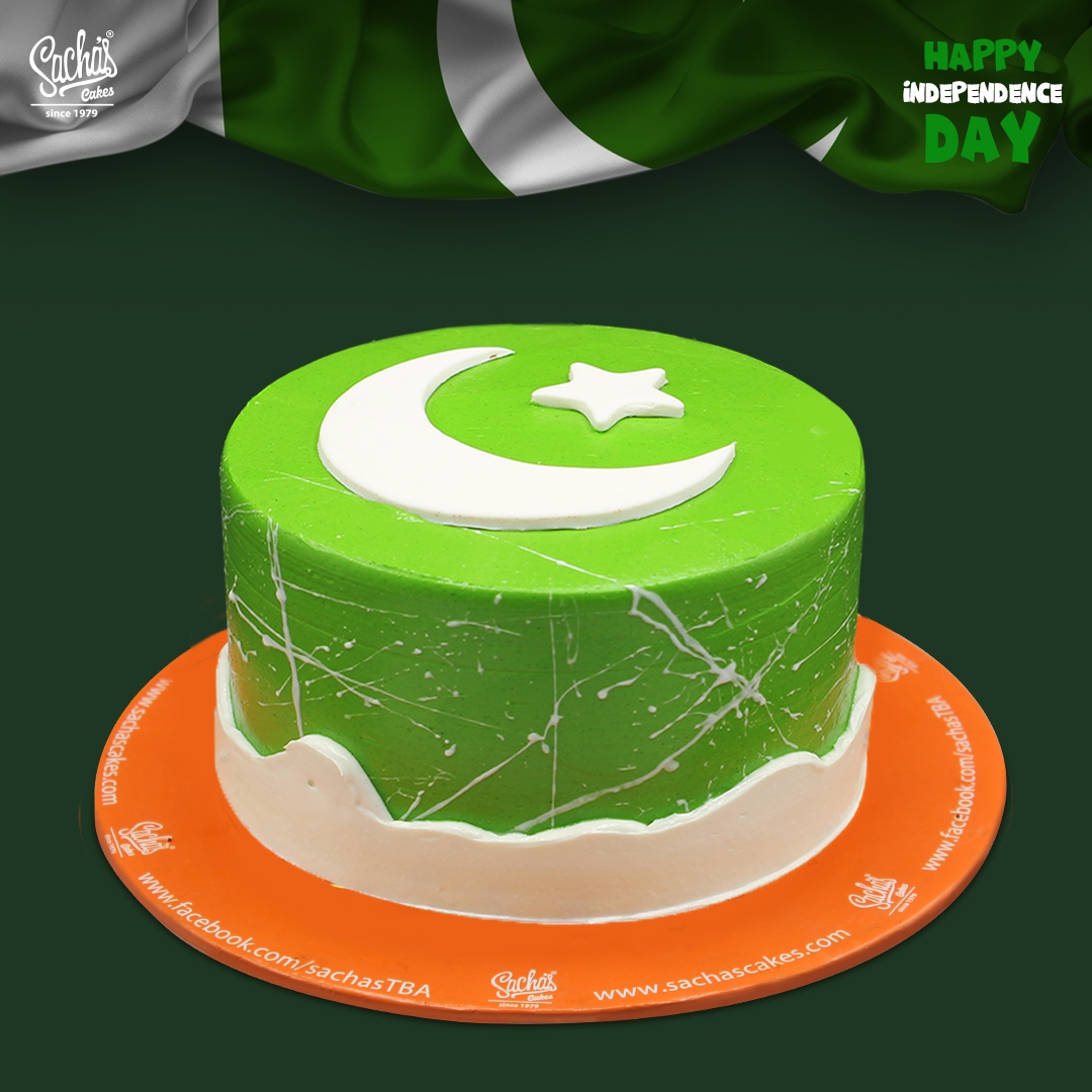 Green and White Glory Cake | Best 14th August Cake – Sacha's Cakes
