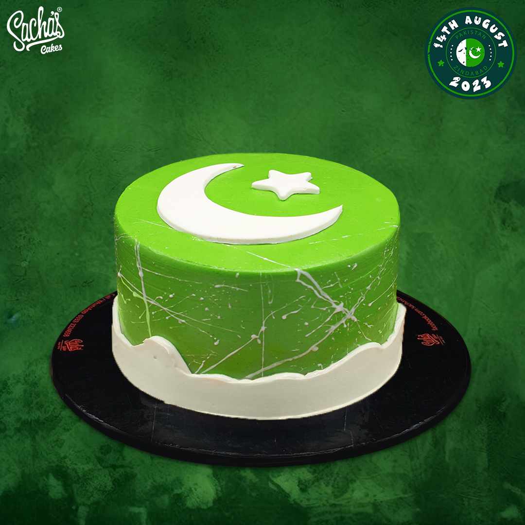 Green and White Glory Cake | Best 14th August Cake – Sacha's Cakes