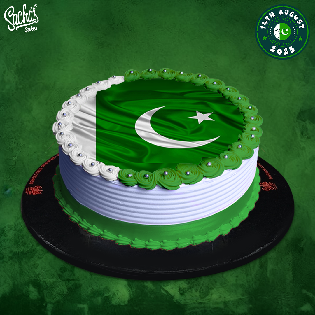 Pakistani Flag Edible Picture Cake | Best Independence Day Cake – Sacha ...