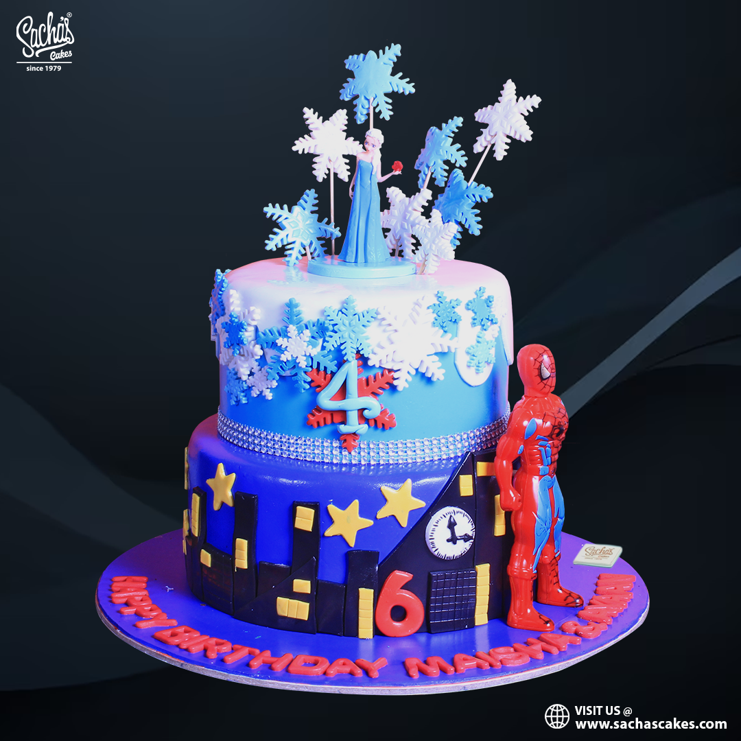 Spiderman & Elsa Theme Cake | Best Birthday Cake for Boy and Girl ...