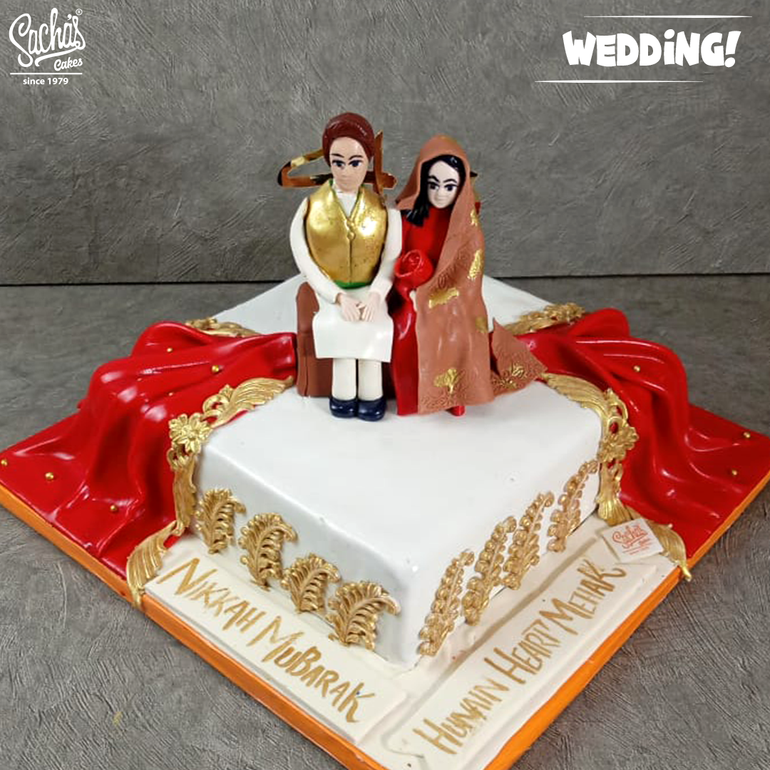 Nikah Mubarak Red Dupatta Wedding Cake | Best Wedding Cake in Karachi ...