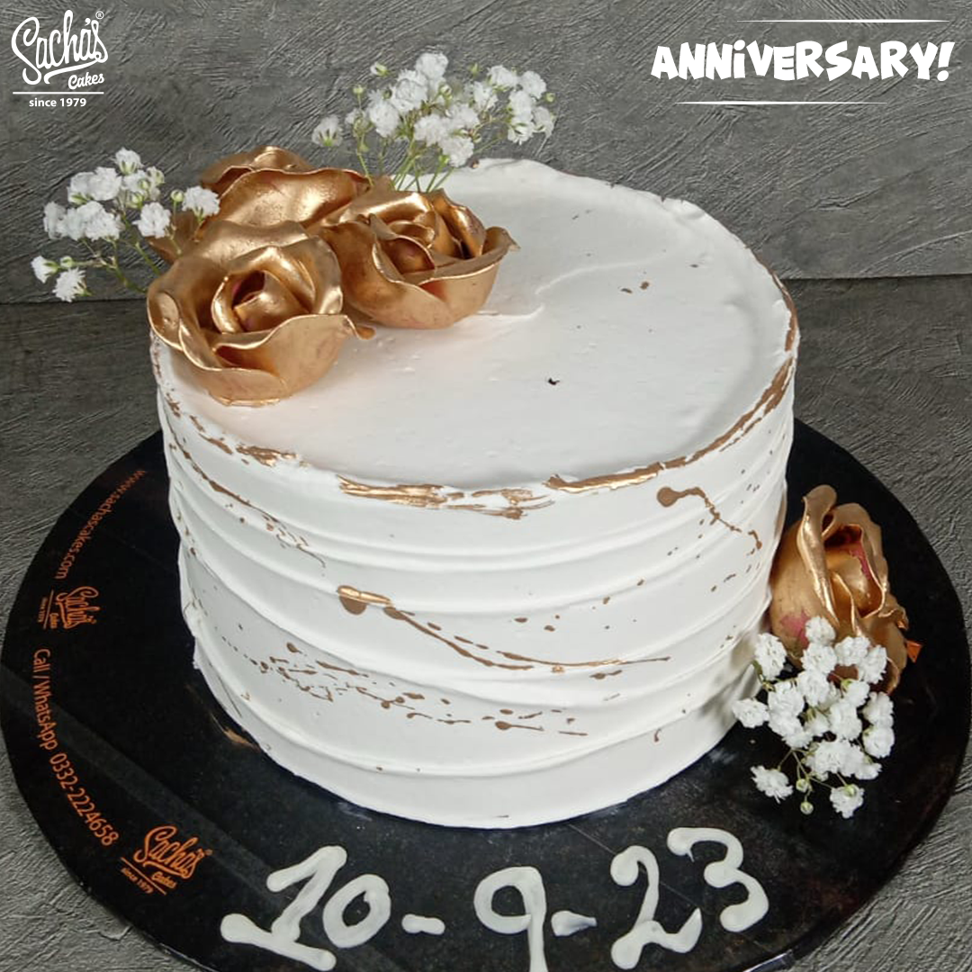 Golden Rose Dream Delight Anniversary Cake – Sacha's Cakes
