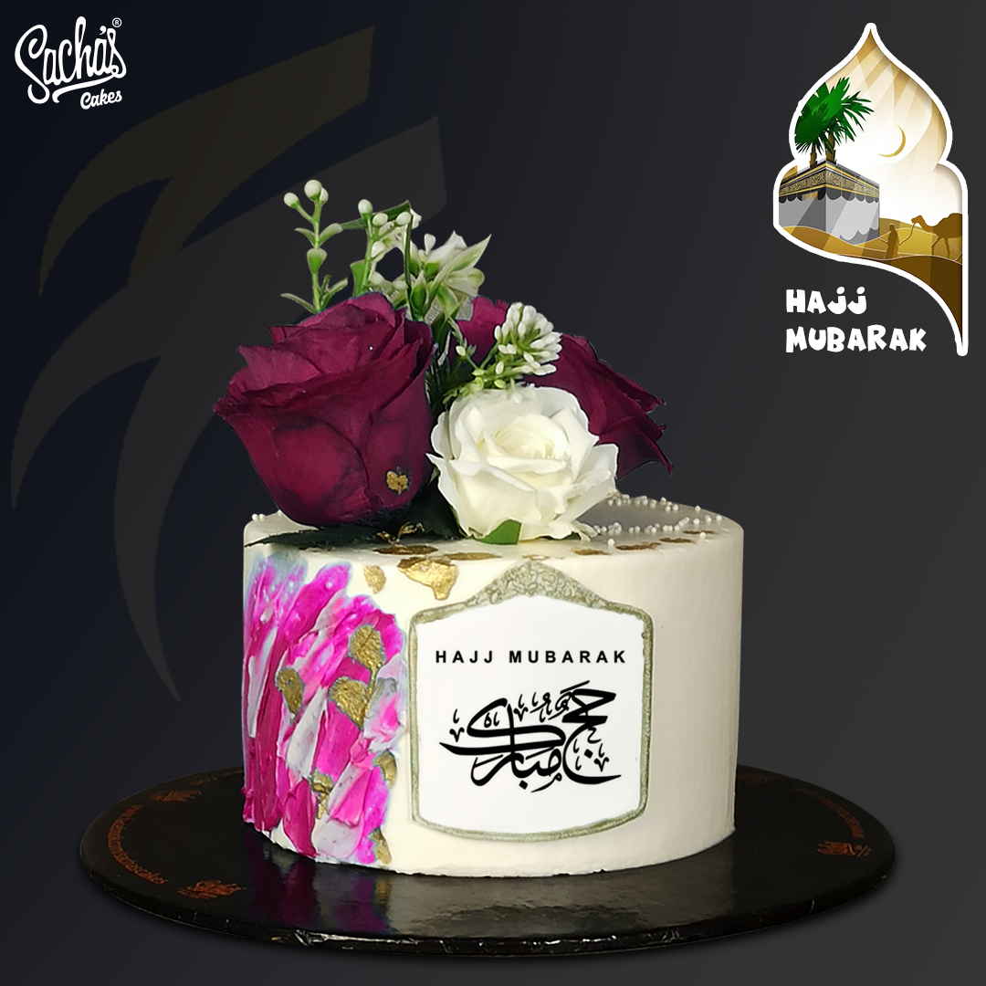Floral Fantasy Hajj Mubarak Cake | Best Customized Hajj Mubarak Cakes ...
