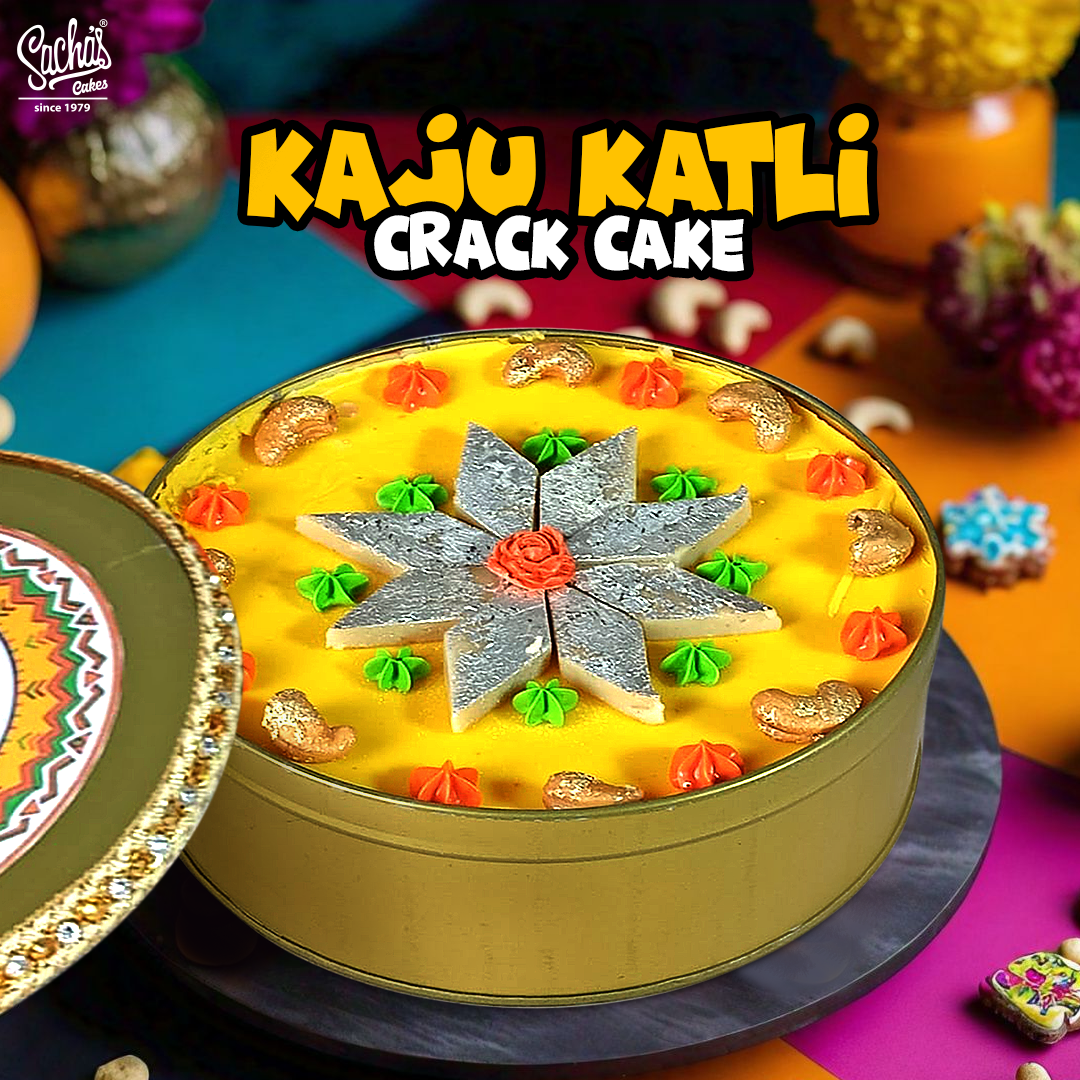 Celebration Cake | Kaju Katli Crack Cake – Sacha's Cakes