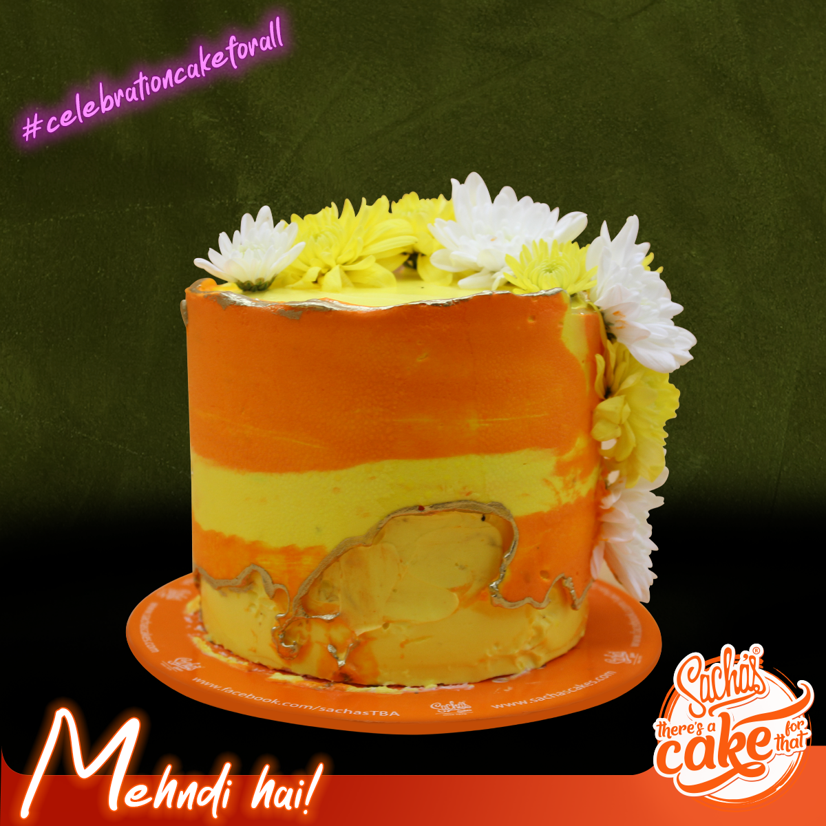 Yellow and Orange theme Mehndi Cake – Sacha's Cakes