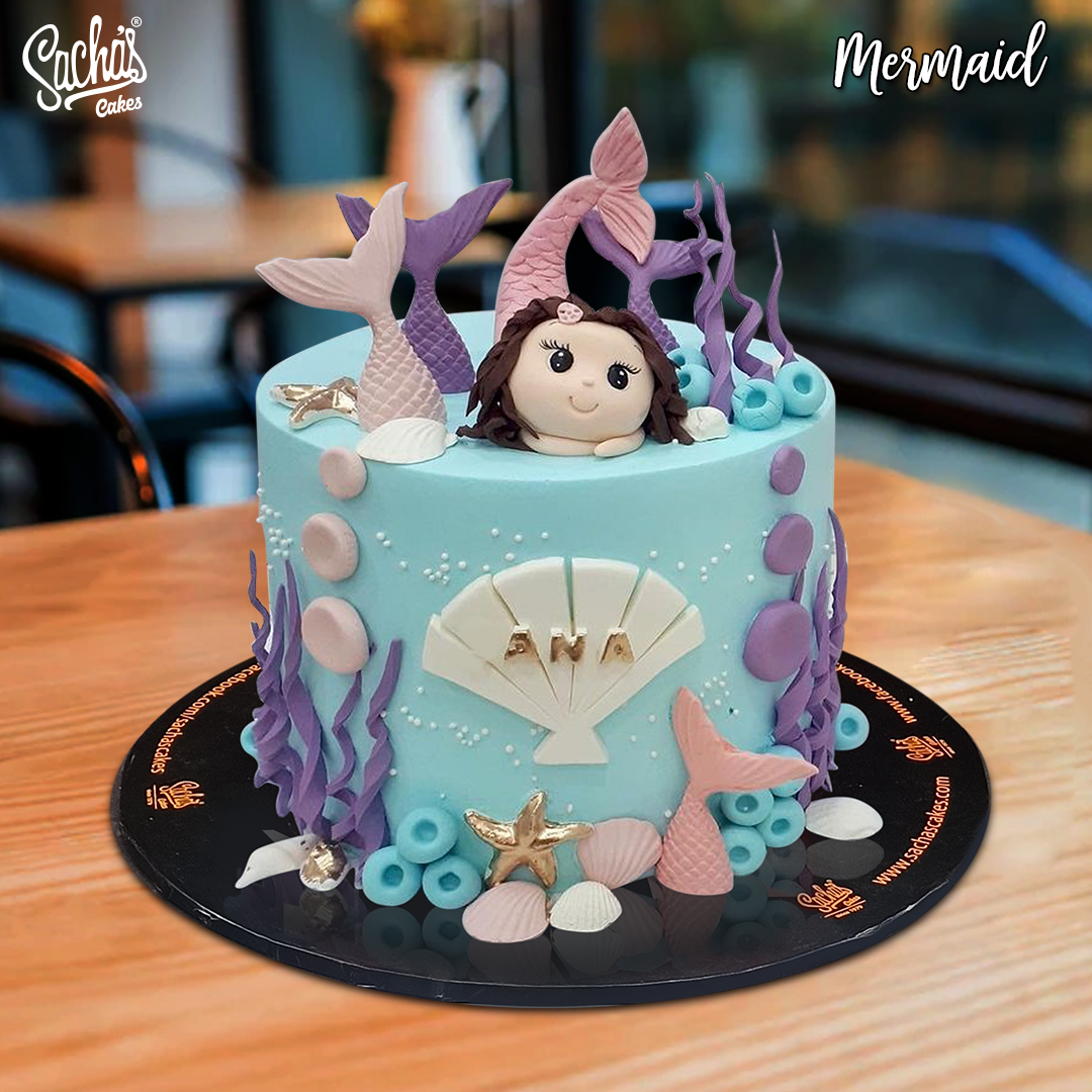 Mermaid Blue & Purple Theme Fondant Cake – Sacha's Cakes