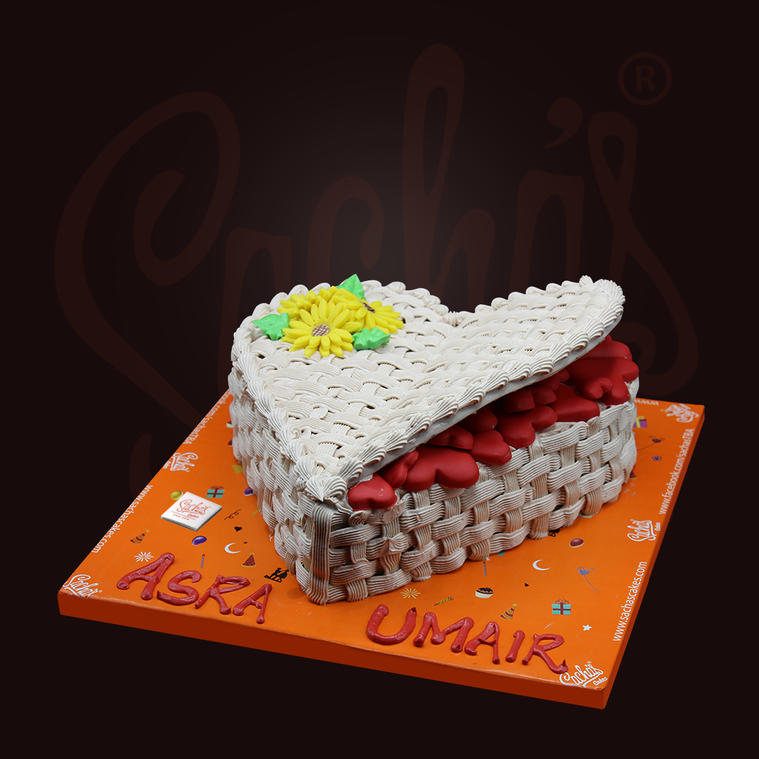 Basket with Lot of Hearts Cake – Sacha's Cakes