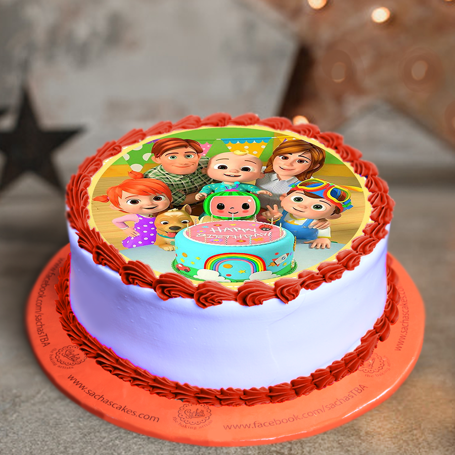 Cocomelon Celebrating Birthday Edible Picture Cake – Sacha's Cakes