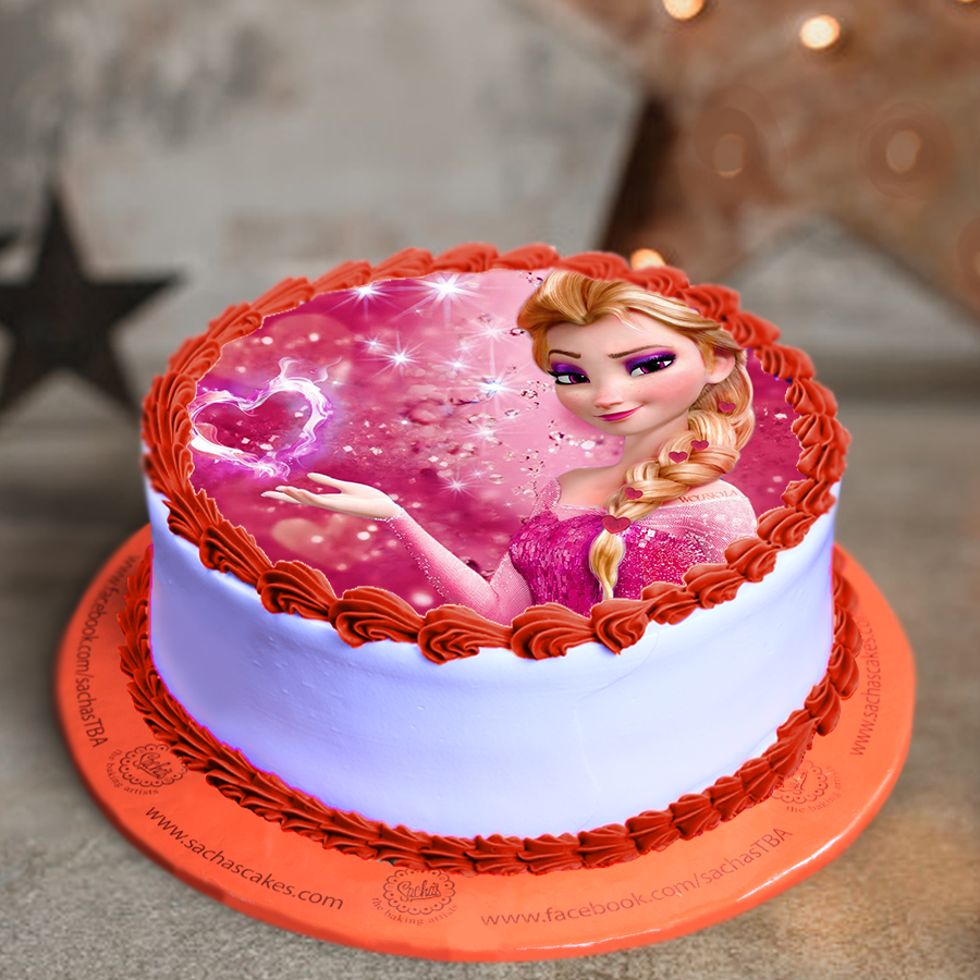 Elsa Pink Theme Edible Picture Cake – Sacha's Cakes