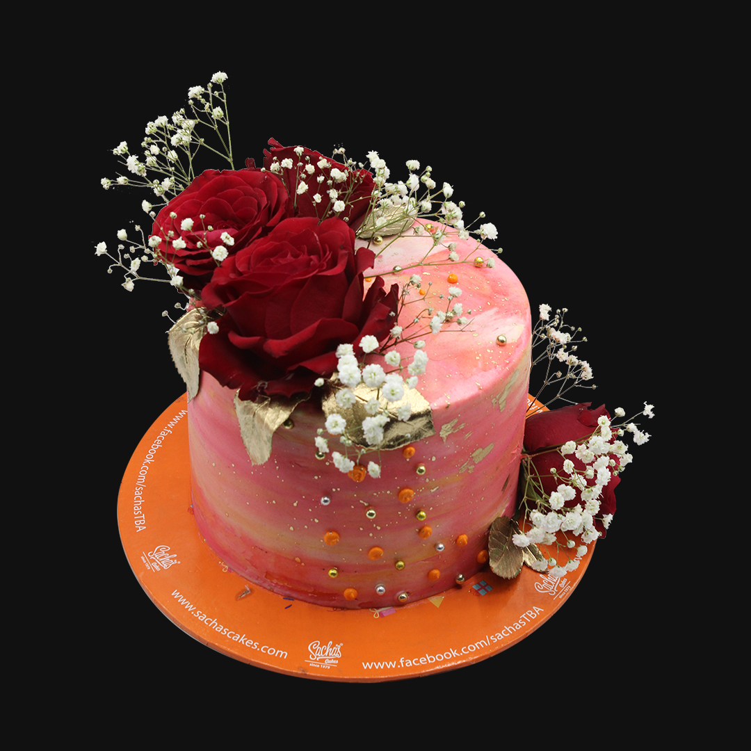 Cream Cake Decorated with Flowers – Sacha's Cakes