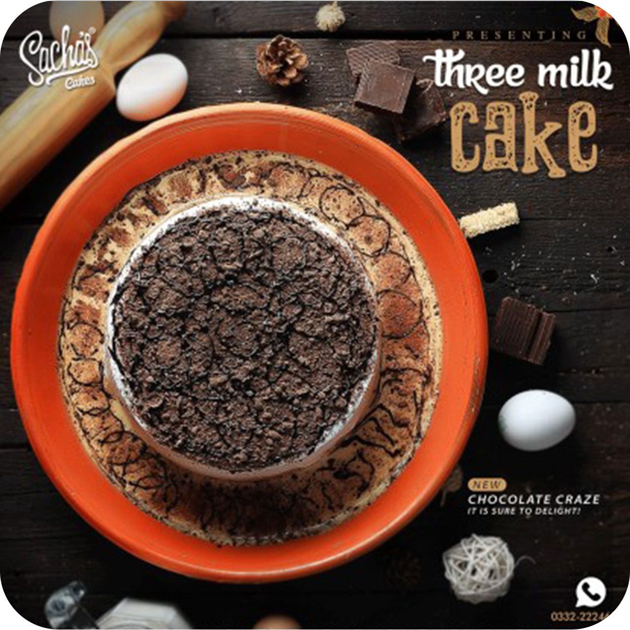 Order Three Milk Chocolate Cake in Karachi – Sacha's Cakes