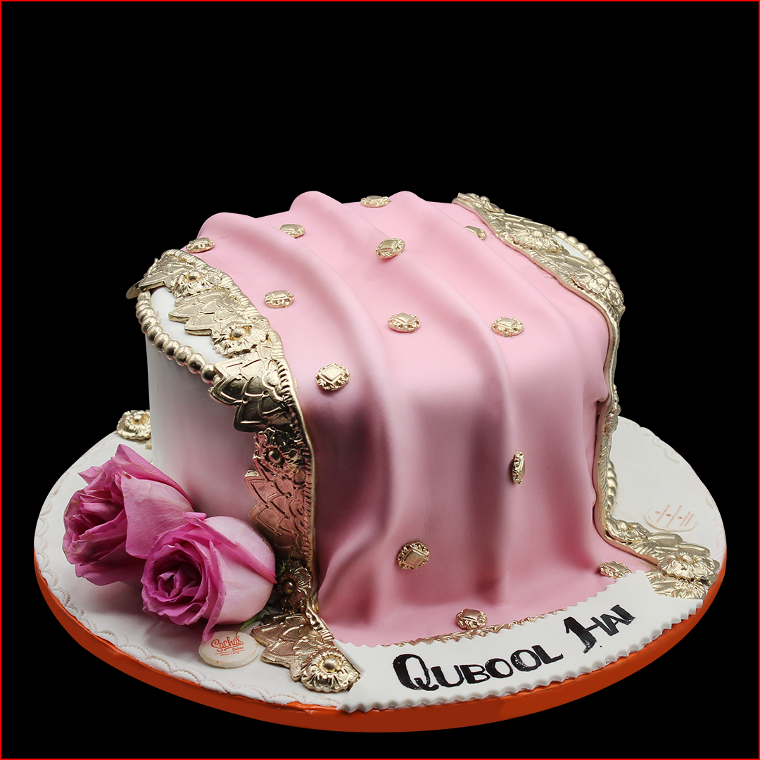 Qabool Hai Pink Dupatta Theme Cake | Best Wedding Cake in Karachi ...